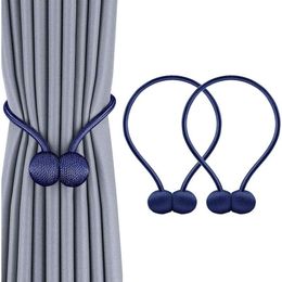 Petites Ecrevisses - 2 Stück Magnetische Vorhang Raffhalter Gardinen Halter mit Magneten für Zuhause Schlafzimmer Büro - Blau