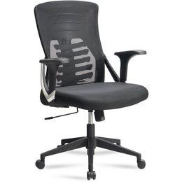 FineBuy - Bürostuhl Mesh-Bezug Schreibtischstuhl bis 120 kg, Drehstuhl höhenverstellbar mit Lendenwirbelstütze, Stoff-Schreibtischsessel ergonomisch