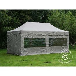 Dancover Faltzelt Faltpavillon Wasserdicht FleXtents PRO Peaked 4x8m Latte, mit 6 Seitenwänden - Latte