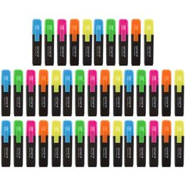 GENIE - 40x Textmarker 5 Farben Neon Marker Set Highlighter Stifte Leuchtmarker