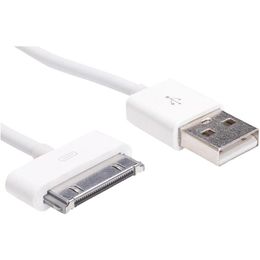 Akyga USB-Kabel USB-A Stecker, Apple 30pol. Stecker 1.00 m Weiß AK-USB-08