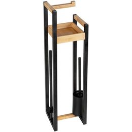 Wenko - Braune Bambus Stand WC-Garnitur Braidi 26 x 75,5 x 20 cm - natur, Schwarz