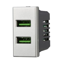 AG2402 USB-Modul-Ladebuchse, 2 x usb, 5 v, 2,1 a, 2 USB-A-Anschlüsse, Grau, kompatibel mit Bticino Axolute - Grau - Ettroit