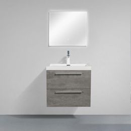 Bernstein - Badmöbel-Set M600 Beton-Optik - Badspiegel optional wählbar Ohne Spiegel