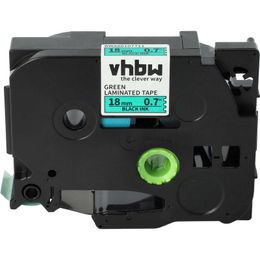 vhbw - 1x Schriftband-Kassette kompatibel mit Brother pt 2470, 2460, 2450, 2420 pc, 2430 pc, 2450 cc, 2450 dx Etiketten-Drucker 18mm Schwarz auf Grün