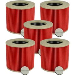 vhbw - 5x Faltenfilter kompatibel mit Kärcher wd 2500 m, wd 2 Cartridge Filter, wd 2 Home Nass- & Trockensauger - Filter, Patronenfilter, rot