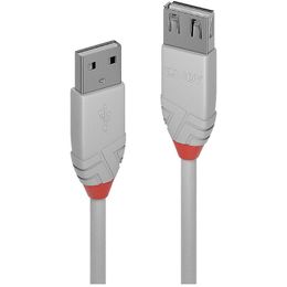 Lindy USB-Kabel usb 2.0 usb-a Stecker, usb-a Buchse 2.00 m Grau 36713