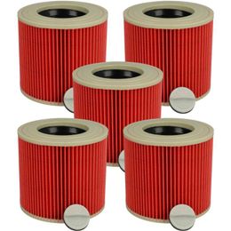 vhbw - 5x Faltenfilter kompatibel mit Hoover 141 Nass- & Trockensauger - Filter, Patronenfilter, rot