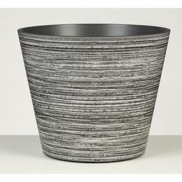 Scheurich Purista 30, Blumentopf/Pflanzkübel, rund, Farbe: Grey Line, hergestellt mit recyceltem Kunststoff, 8 Jahre Garantie, für den Innenbereich - Grey Line
