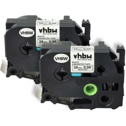 vhbw - 2x Schriftband-Kassette kompatibel mit Brother P-Touch 550, 3600, 7500 vp, 7600 vp, 9200 dx, 9200 pc Etiketten-Drucker 24mm Schwarz auf Weiß