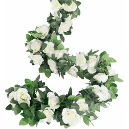 Minkurow - Rosengirlande, künstliche Rosenranken, 4 Stück, Kunstseide, Blumengirlanden für Zuhause, Büro, Bogen und Gartendekoration weiß