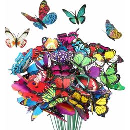 Minkurow - 100 Stück Garten-Schmetterlingsstäbe, Schmetterlinge, Pflanzendekoration, wasserdichte schmetterlingsförmige Dekoration,