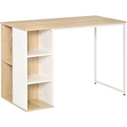 Schreibtisch Bücherregal mit Regalen Weiß 115x 55x 75H cm - Eiche+Weiß - HOMCOM