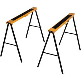 HOMCOM Arbeits Bock, Sägepferd, Unterstellbock, Klappbar, Rutschfest, Stahl, Orange, Schwarz, 99,5 x 50 x 78 cm, Belastbarkeit 125 kg - Orange+Schwarz