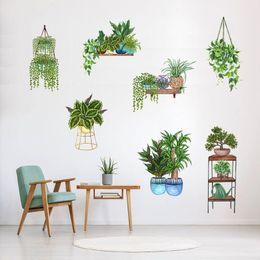 7 Stück Topfpflanze Wandaufkleber, Tropische Pflanze Wandtattoo Dekor für Wohnzimmer Küche Kinderzimmer Schlafzimmer Arbeitszimmer, Selbstklebende