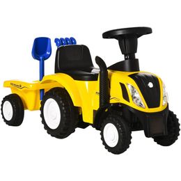 HOMCOM Rutsch-Traktor mit Anhänger, Hupe, Sandspielzeug, ab 1 Jahr, Kunststoff+Metall, gelb, 91 x 29 x 44cm - Gelb
