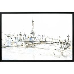 Kunstdruck mit Eiffelturm-Motiv, UV-Druck, Prägetechnik, inkl. Montagematerial, 93 cm x 2,5 cm x 63 cm - Mehrfarbig - HOMCOM
