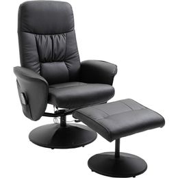 HOMCOM Relaxsessel mit Fußhocker Stauraum Liegefunktion Massagesessel TV-Sessel mit Massagefunktion Liegesessel Ergonomischer Stuhl mit 10 Vibrationpunkte