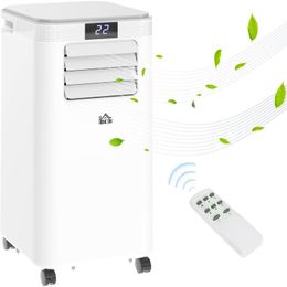 HOMCOM - Mobile Klimaanlage 4-in-1 Klimagerät mit Abluftschlauch 24h Timer mit Fernbedienung Nutzungsraum13-18㎡ 900W abs Weiß+Grau 38 x 35 x 70,5 cm