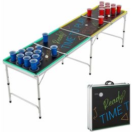 Beer Pong Tisch Colorido mit Beleuchtung - Bier Trinkspiel Set Becher Bälle - klappbar Bierpongtisch Beerpong Bierpong Spiel - Schwarz, Bunt - Juskys