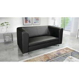Edles Loungesofa Chicago 2 Sitzer in Kunstleder Schwarz Couch Polstersofa Sofa