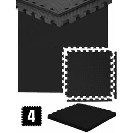 Eyepower - 1 cm Dick: 1m² Bodenschutz Fitnessmatte - 4 Sportmatten 50 x 50 Optische Mängel - schwarz