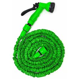 Hochwertiger Gartenschlauch Flexibler Wasserschlauch Schlauch 2,5m-7m inkl 7fach Multifunktions Sprühkopf Grün - grün - Eyepower
