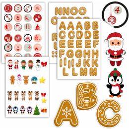 DuneDesign Adventskalender Zahlen Sticker 1-24 - Buchstaben und Figuren Aufkleber Bastelset - bunt