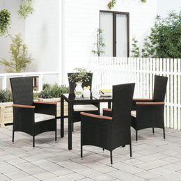 MAISONCHIC 4 Stk.Balkonsessel mit Kissen,Gartenmöbel, Gartenstühle Poly Rattan Schwarz -45322