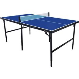 Cougar - Tischtennisplatte Midi 1800 Klappbar in Blau Indoor klappbarer & tragbarer Tischtennistisch Pingpongtisch inkl. Bälle, Schläger & Netz