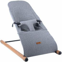 Childhome Babywippe Babywiege Bouncer Babynest Babyschaukel Schaukelstuhl Säugling Bezug waschbar gepolsterter Gurt, Jersey grau Holz Stahl, max. 9kg BxLxH