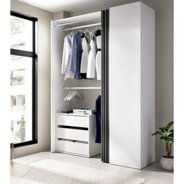 Kleiderschrank Schlern, Struktur für begehbaren Kleiderschrank, Offene Garderobe, 141x52h205 cm, Weiß und Anthrazit - Dmora