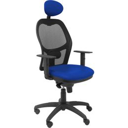 Piqueras Y Crespo - Stuhl Jorquera schwarz Netz ähnlich Sitz blau mit fester Kopfstütze