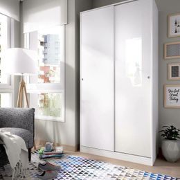 Dmora - Kleiderschrank Dfurla, Garderobe für Schlafzimmer, Kleiderschrank mit 2 Schiebetüren, 100x50h204 cm, Weiß
