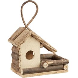 Relaxdays - Vogelhaus zum Aufhängen, klassisches Vogelhäuschen aus Holz, handgemachte Vogelvilla zur Dekoration, natur