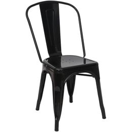 HHG - Stuhl 901, Bistrostuhl Stapelstuhl, Metall Industriedesign stapelbar schwarz - black