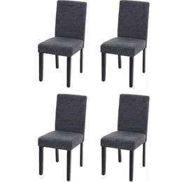 HHG 4er-Set Esszimmerstuhl Stuhl Küchenstuhl Littau Textil, anthrazitgrau, dunkle Beine - grey