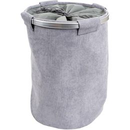 Wäschesammler HHG 240, Laundry Wäschekorb Wäschebox Wäschesack Wäschebehälter mit Netz, 55x39cm 65l cord grau - grey