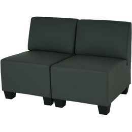 HHG Neuwertig] Modular 2-Sitzer Sofa Couch Moncalieri, Kunstleder dunkelgrau, ohne Armlehnen - grey