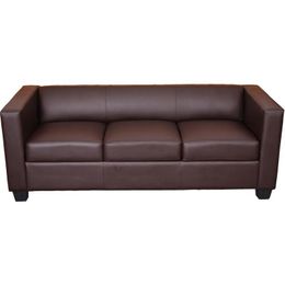 HHG - 3er Sofa Lille, Kunstleder coffee - brown