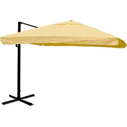 Gastronomie-Ampelschirm HHG 329, Sonnenschirm, 3x4m (Ø5m) Polyester/Alu 26kg Flap, creme ohne Ständer - beige