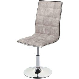 Esszimmerstuhl HHG 274, Stuhl Küchenstuhl, höhenverstellbar drehbar, Stoff/Textil vintage grau - grey