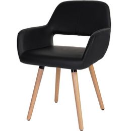 HHG - neuwertig] Esszimmerstuhl 428 ii, Stuhl Küchenstuhl, Retro 50er Jahre Design Kunstleder, schwarz - black
