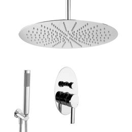 Duschset oval unterputz Regendusche Duschsystem 40cm Metall komplett Set - PaulGurkes