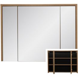 Lomadox Badezimmer Spiegelschrank 100 cm HARLOW-56 Eiche (Hunton-Oak) , b/h/t: ca. 100/75/16 cm