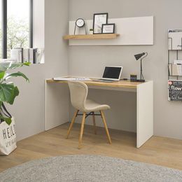 Lomadox - Büromöbel Set weiß mit Eiche CRISP-61 modern 2-teilig mit Schreibtisch - weiß