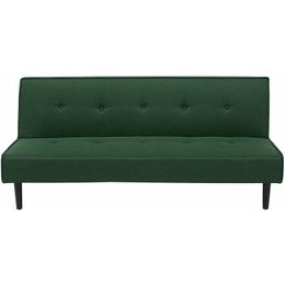 Beliani - Sofa Dunkelgrün Polsterbezug 3-Sitzer Schlaffunktion Minimalistisch Wohnzimmer - Grün
