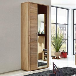 Lomadox Garderobenschrank mit Spiegeltür Eiche Sonoma hell GOCH-36 b/h/t 74x200x40cm