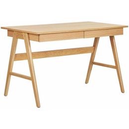 Beliani Schreibtisch heller Holzfarbton 120 x 70 cm zwei Schubladen robuste Holzbeine Modernes Design Praktisch Funktional Pflegeleicht - Heller Holzfarbton