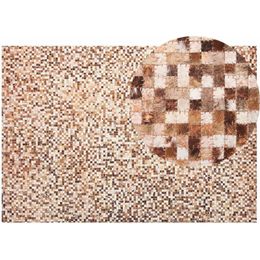Beliani Teppich Leder Braun Beige Mosaik 160 x 230 cm Modern - Beige